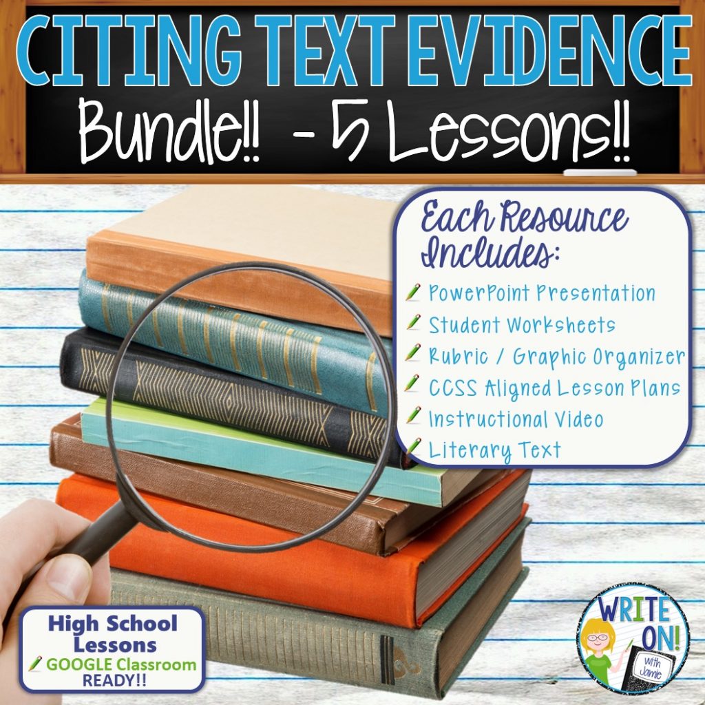 Prompts for Citing Text Evidence - High School - Write On!
