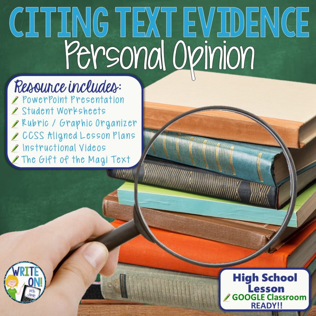Prompts for Citing Text Evidence - High School - Write On!