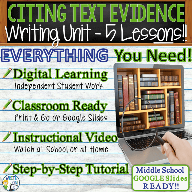 Prompts for Citing Text Evidence - Middle School - Write On!
